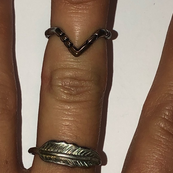 Jewelry | Minimalist Boho Silver Detail 2 Rings Textured | Poshmark